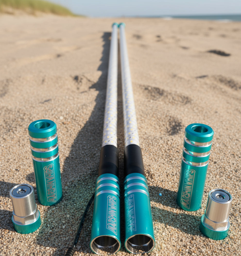 Game Changer Teal LED Whip Set | Strong Rod & Bright LEDs | Marshin Whips